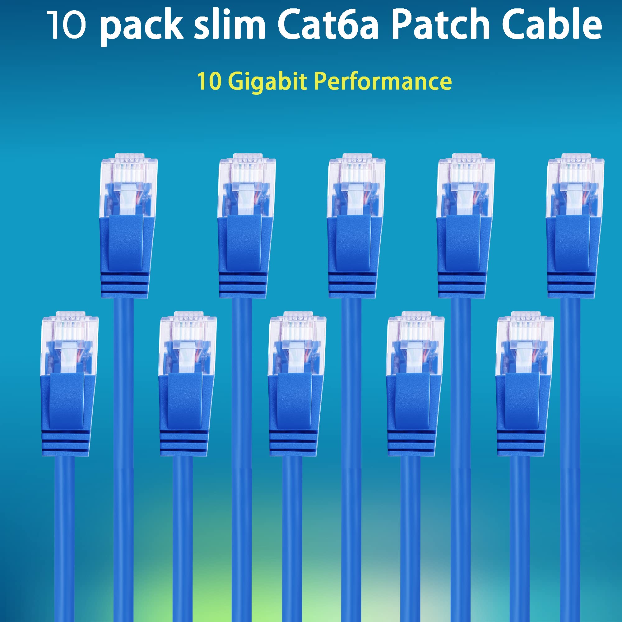 Rapink Patch Cables Cat6a 1ft (24 Pack) Slim, Cat6a Ethernet Patch Cable 10G Support, Snagless Cat 6 Patch Cable for Patch Panel to Switch, Flexiable Cat 6a Ethernet Cable with Gold Plated