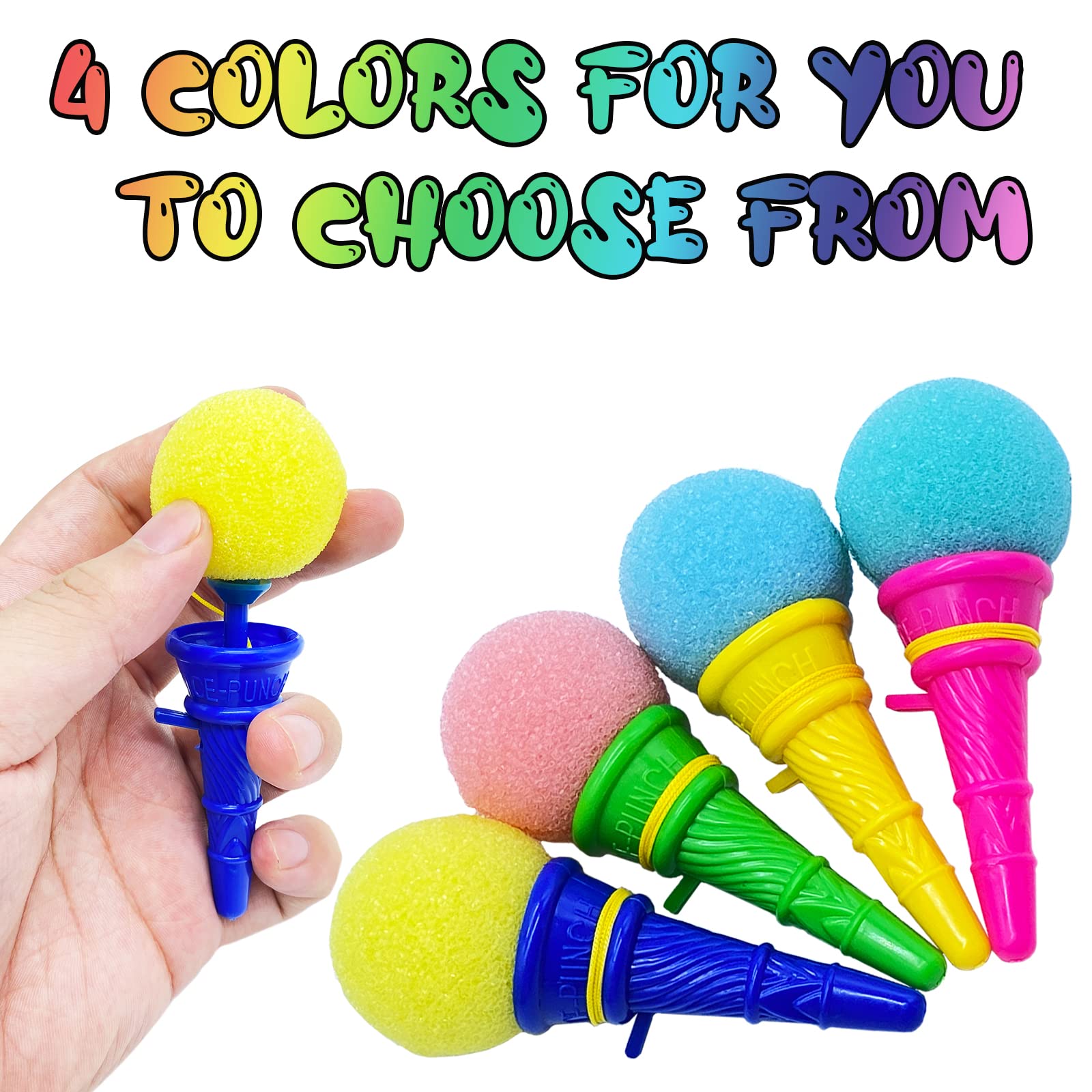 30 Pcs Ice Cream Shooters Toy,4 Inch Ice Cream Foam Ball Launcher,Mini Ice Cream Launcher Cone Sponge Balls for Kids,Children,Carnival Prize,Party Favors,Goody Bag Filler