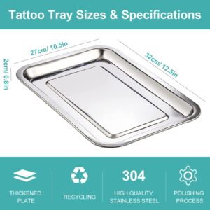 Dental Tray - Lyuxzad 2 Pack Stainless Steel Trays 12.6" X 10.6" X 0.8" Flat Tray for Dental Piercing Lab Instrument Kitchen Baking Pet Bathroom Tools (2pcs)