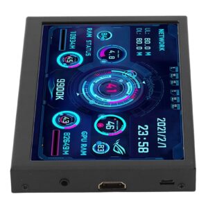 7in Computer CPU Hardware Temperature Monitor Dynamic Temperature Secondary Display Screen High Definition for Pc Computer Case