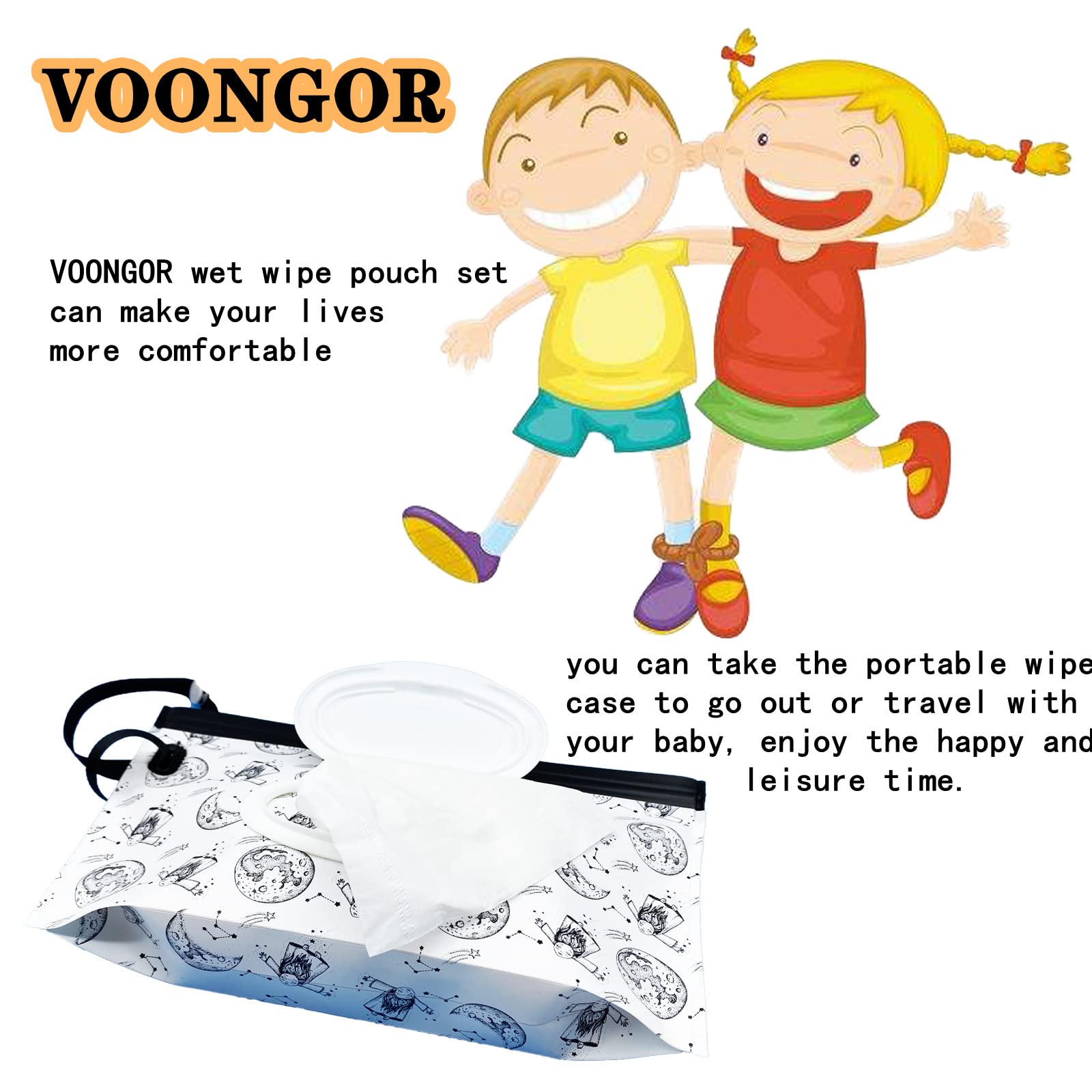 VOONGOR Portable Refillable Wet Wipe Pouch, Reusable Travel Wipes Holder & Case, Lightweight Flushable Diaper Wipes Container for Baby (Clear)