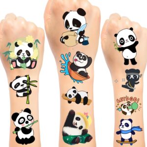 allberll panda party favor 144pcs temporary tattoos 24 sheet for panda birthday party decorations supplies green