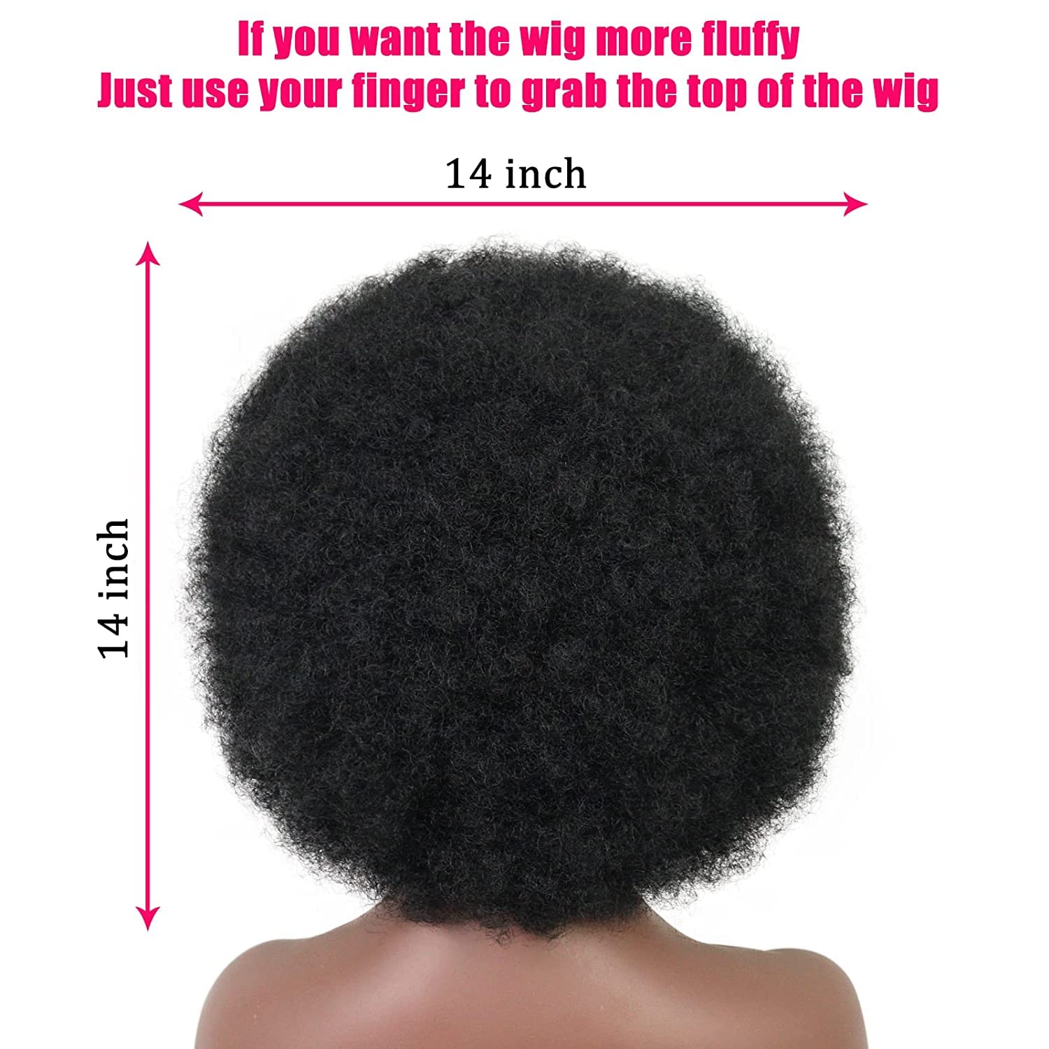 Ebingoo 5Pcs Afro Wig Mens Disco Wig Black 70s Wig for Men 80s Wig Short Curly Wig Rocker Wig Punk Wig for Mens Boys Party Halloween (+1 Wig Cap＋1 Necklace+ 1 Beard + 1 Glasses)