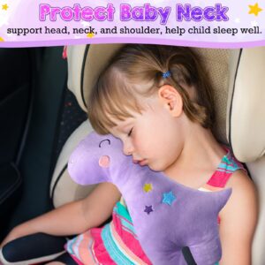 4 Pack Seatbelt Pillow for Kids Soft Car Seat Belt Cover Unicorn Baby Car Seat Strap Covers Dinosaur Kids Seat Pad Strap Seat Belt Cushion Head Rest Support Shoulder for Girls Boys Baby Car Stroller