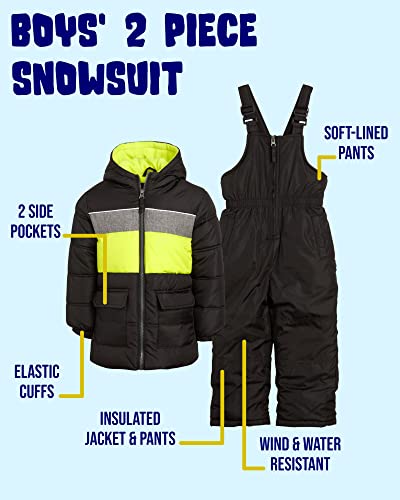 iXtreme Boys' Snowsuit - 2 Piece Heavyweight Insulated Ski Jacket and Snow Bib (12M-7), Size 18M, Black/Lime Green