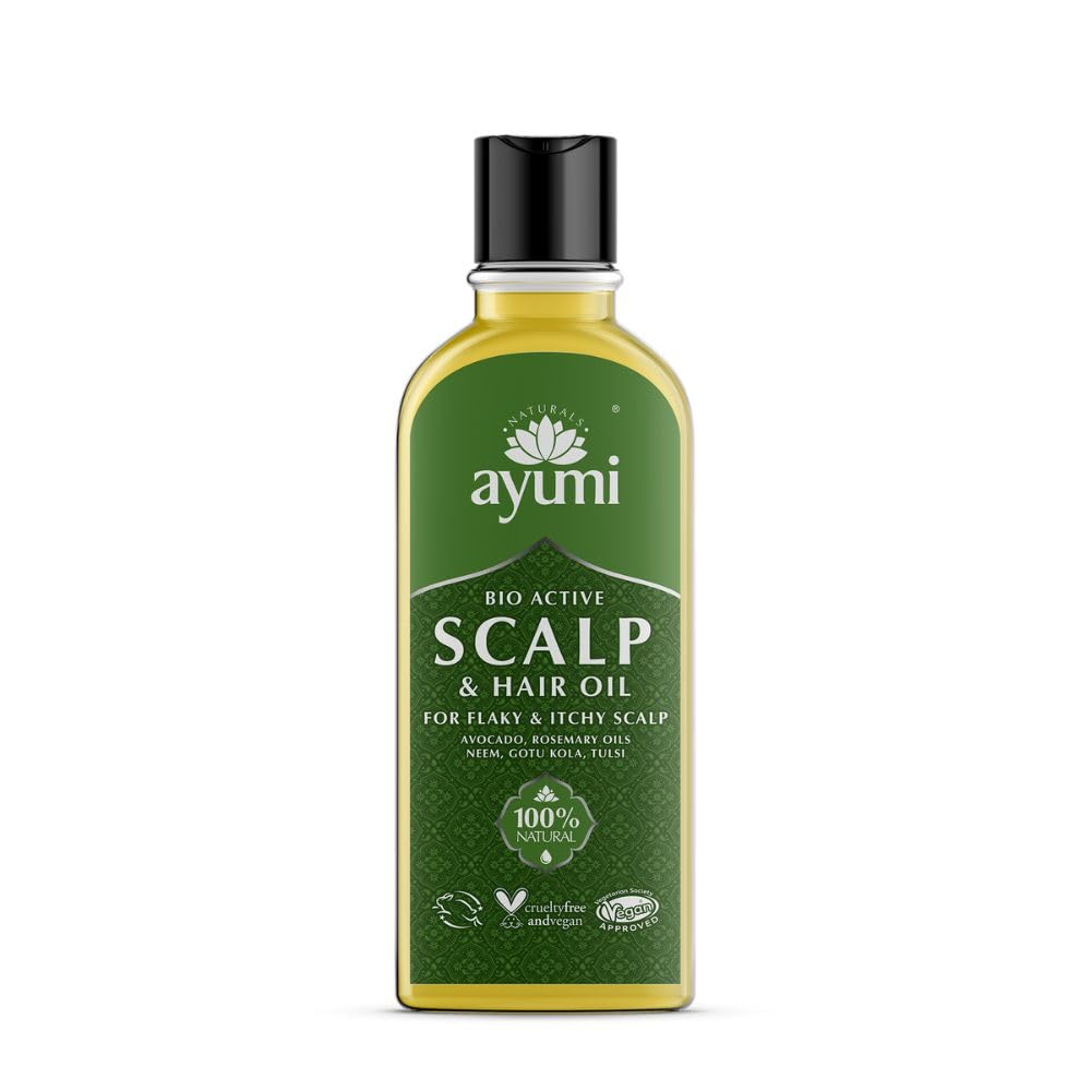 Ayumi Bio-Active Scalp & Hair Oil | Clinically Tested to Reduce Dandruff and Dry Flakes | Soothes Itchy Scalp | Pre Shampoo Treatment | Nourishes & Protects Hair Strands | 5.1 Fl Oz