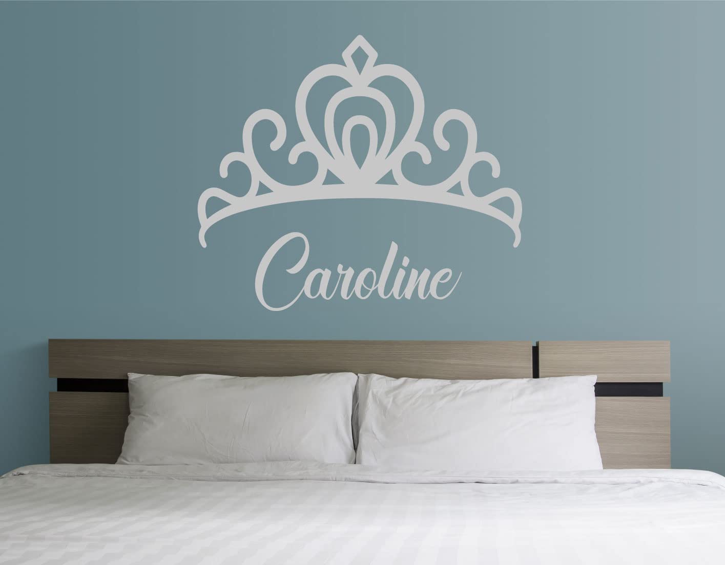 Personalized Name Vinyl Wall Decal with Princess Crown - Tiara Home Decor for Teen Girl's Bedroom, Nursery, or Playroom - Removable Sticker