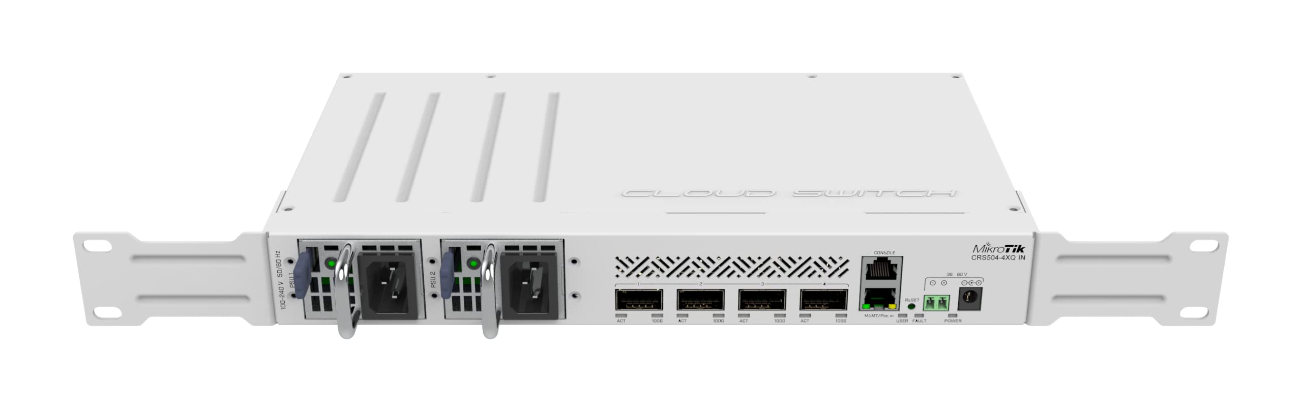 MikroTik CRS504-4XQ-IN Cloud Router Switch 650MHz 4xQSFP28 Compatible with 40G, 25G, 10G, and 1G Fiber Connections