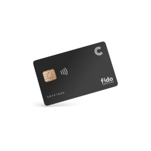 cryptnox fido2 security key - passwordless & 2fa authentication - compatible microsoft, apple, google & more - mifare desfire - convenient card format - nfc & contact