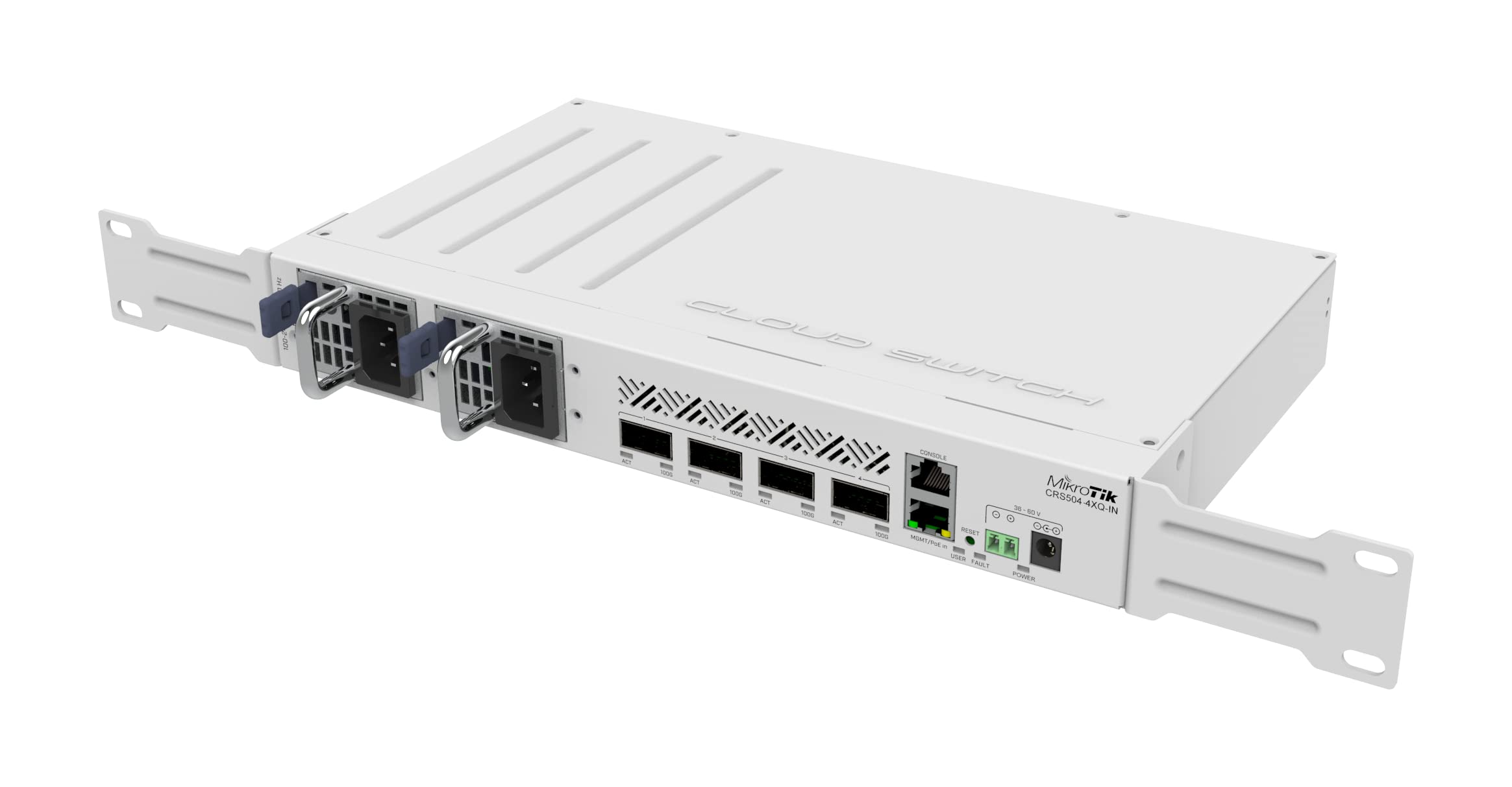 MikroTik CRS504-4XQ-IN Cloud Router Switch 650MHz 4xQSFP28 Compatible with 40G, 25G, 10G, and 1G Fiber Connections