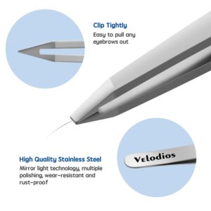 Velodios Professional Grade Slant Tweezers,Best Tweezers for Eyebrow, Facial Hair,Chin Hair and Ingrown Hair Removal, Premium Stainless Steel Slant Tip Tweezers for Women