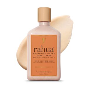 rahua enchanted island hair conditioner with biotin, 9.3 fl oz, supports strength, hair growth & shine, all hair types, vitamin c, e, a, b6, coconut guava scent, nourishing hair care for men and women