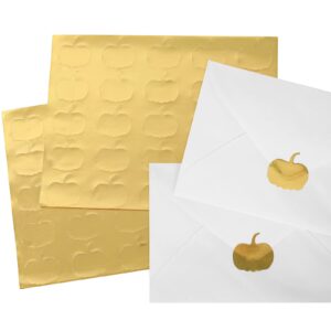 whaline 500pcs gold foil fall pumpkin stickers envelope seal stickers self-adhesive autumn pumpkin label decals for greeting invitation cards envelope sealing birthday gift wrapping supplies