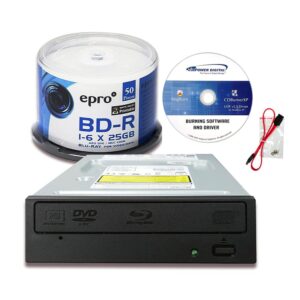 digital pioneer bdr-212v 16x blu-ray dvd cd internal burner drive bundle with 6x 25gb azo lth bd-r 50 discs + software + cable + mounting screws