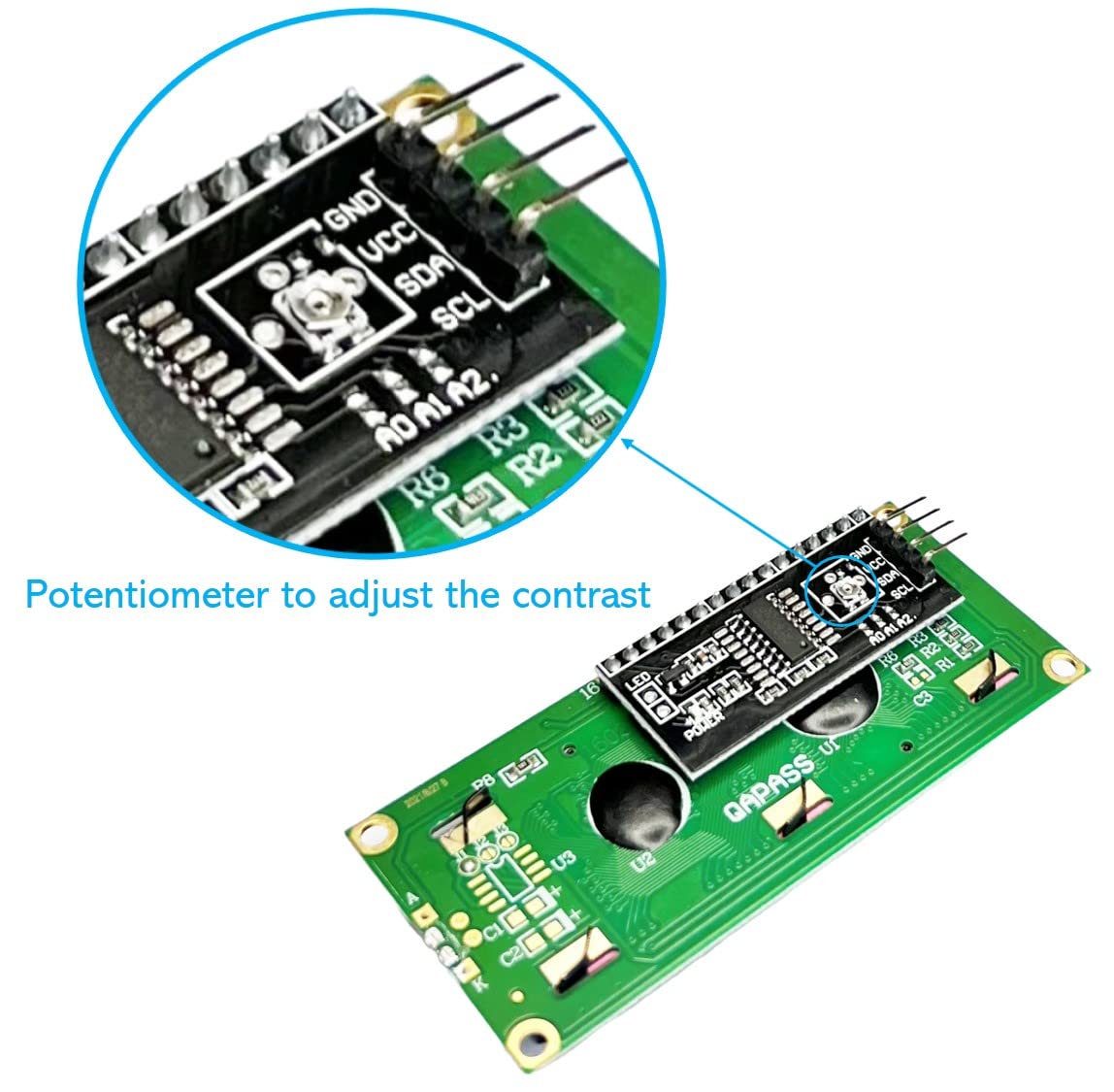 DIYables 2pcs LCD I2C 1602 for Arduino, ESP32, ESP8266, Raspberry Pi