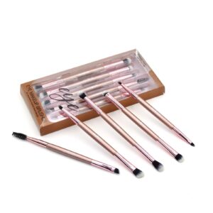 eyeshadow brush set double sided make up brushes eyeshadow 5 pcs eyeliner brush for makeup,professional eye shadow blending concealer eyebrow eye liners premium synthetic eye makeup brushes（rose gold)