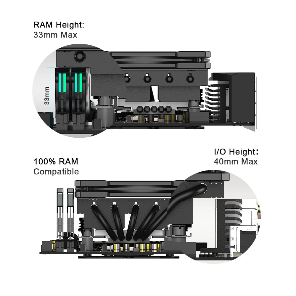 ID-COOLING IS-55 ARGB CPU Cooler Low Profile 57mm Height CPU Air Cooler ARGB 5 Heatpipes 120x120x15mm Slim Fan, CPU Fan for Intel LGA1700/115X/1200; AMD AM4/AM5, For Desktop