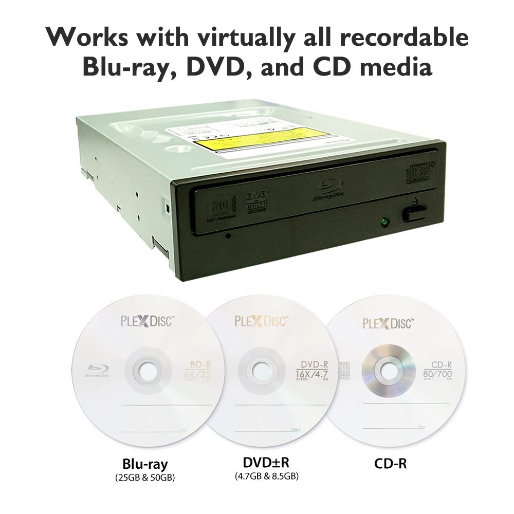 Digital Pioneer BDR-212V 16X Blu-ray DVD CD Internal Burner Drive Bundle with 6X 25GB AZO LTH BD-R 50 Discs + Software + Cable + Mounting Screws