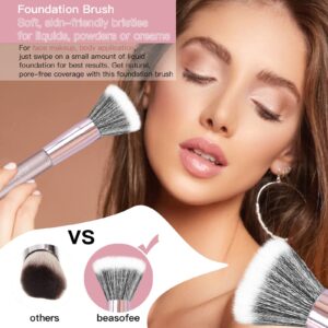 BEASOFEE Makeup Brushes, Duo End Synthetic Foundation Powder Concealers Eye Shadows Makeup Brush Set Foundation Powder 5pcs(Rose Gold)