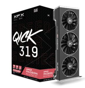 xfx speedster qick319 radeon rx 6750xt core gaming graphics card with 12gb gddr6 hdmi 3xdp, amd rdna 2 rx-675xyjfdp