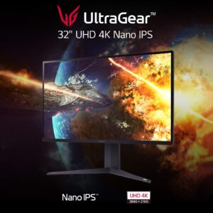 LG UltraGear UHD 32-Inch Gaming Monitor 32GQ950-B, Nano IPS 1ms (GtG) with ATW, VESA DisplayHDR 1000, NVIDIA G-SYNC, and AMD FreeSync, 144Hz, Black