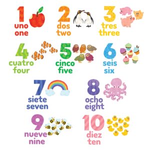 decowall ds-2020es numbers spanish + english wall decals stickers peel and stick removable wall stickers for kids nursery bedroom living room