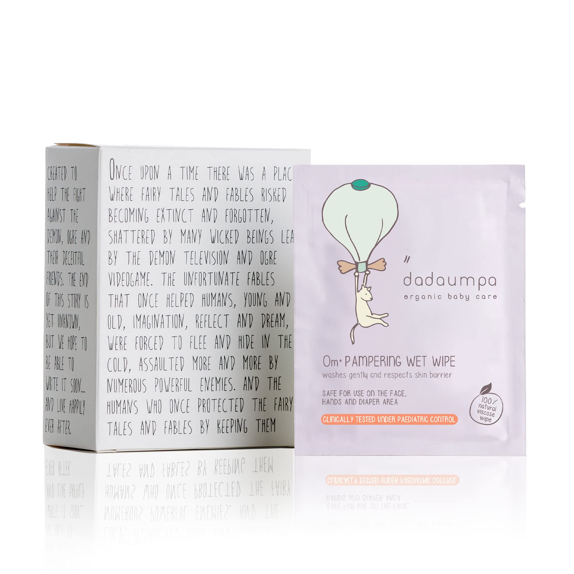 Dadaumpa Box Of 8 Individually Wrapped Sensitive Baby Wet Wipes, with Marigold and Almond Organic Oils - - Made in Italy with 100% Recycled Packaging