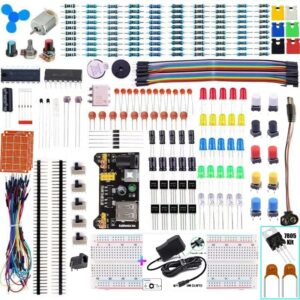 california jos electronics component fun kit (breadboard super kit) bundle with breadboard cable resistor, capacitor, led, potentiometer, for arduino, respberry pi