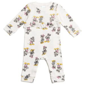 disney mickey mouse minnie mouse newborn baby girls snap sleep n' play coverall white 0-3 months