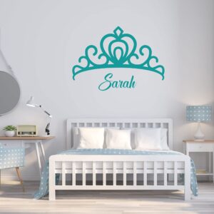 Personalized Name Vinyl Wall Decal with Princess Crown - Tiara Home Decor for Teen Girl's Bedroom, Nursery, or Playroom - Removable Sticker