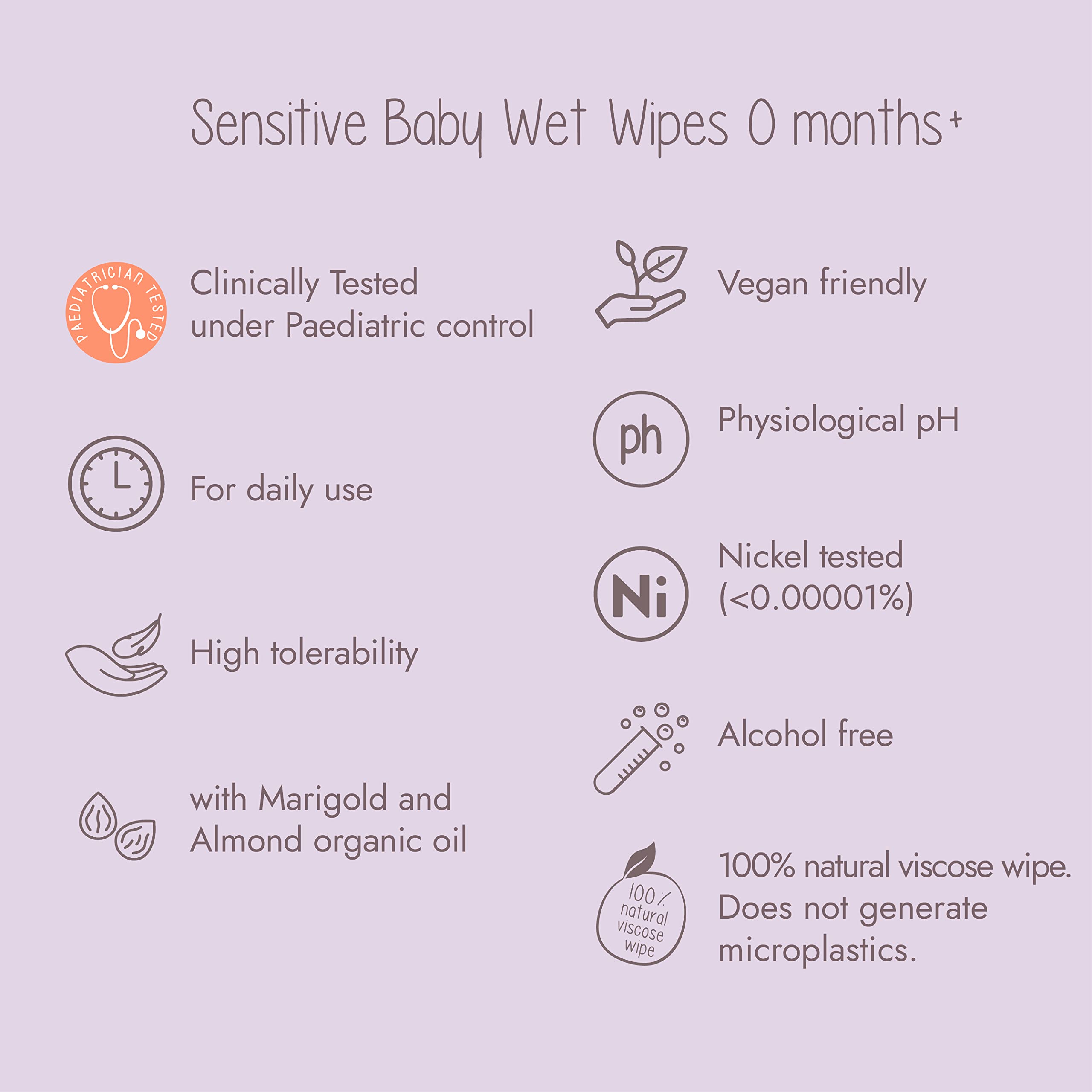 Dadaumpa Box Of 8 Individually Wrapped Sensitive Baby Wet Wipes, with Marigold and Almond Organic Oils - - Made in Italy with 100% Recycled Packaging