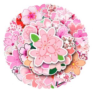 50 sakura flowers stickers cherry blossom vinyl aesthetic stickers for scrapbooking laptop calendars water bottle journals envelopes waterproof stickers