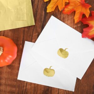 Whaline 500Pcs Gold Foil Fall Pumpkin Stickers Envelope Seal Stickers Self-Adhesive Autumn Pumpkin Label Decals for Greeting Invitation Cards Envelope Sealing Birthday Gift Wrapping Supplies