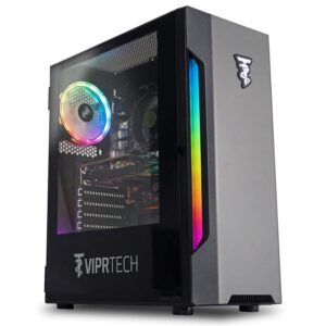 viprtech rebel 1.0 gaming pc - amd ryzen 5 (12-lcore 3.9ghz), gtx 1660 super 6gb, 16gb ddr4 3200, 512gb nvme ssd, wifi, rgb, windows 11 pro, desktop computer tower black