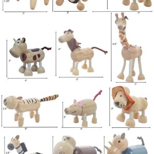 TEKOR Bendable Safari Wooden Animals (Set of 4) | Early Learning Montessori Toy for Toddlers & Kids. Includes a Lion, Alligator, Rhino, Giraffe. Smooth Wood, Bendable Legs, Child Friendly.