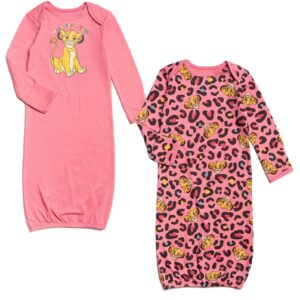 disney lion king simba newborn baby girls 2 pack sleeper gown pink 0-6 months