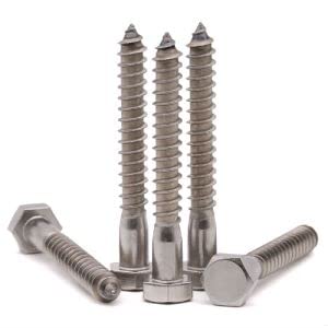 (6 PCS) 5/16 x 5" Stainless Steel Hex Lag Screws Bolts, 304 Stainless Steel Hexagon Head Lag Wood Screws, Partial Thread, by RoyceMart