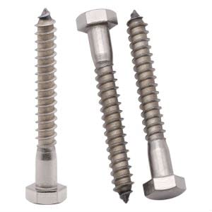 (6 PCS) 5/16 x 5" Stainless Steel Hex Lag Screws Bolts, 304 Stainless Steel Hexagon Head Lag Wood Screws, Partial Thread, by RoyceMart