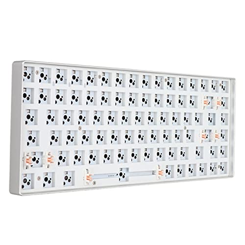 84Keys RGB DIY Mechanical Keyboard, 75% TKL Wired Gaming Keyboard DIY Kit with RGB Backlight, Hot Swappable 3pin 5pin Switch Shaft, USB Type C Wired Connection(Silver White)