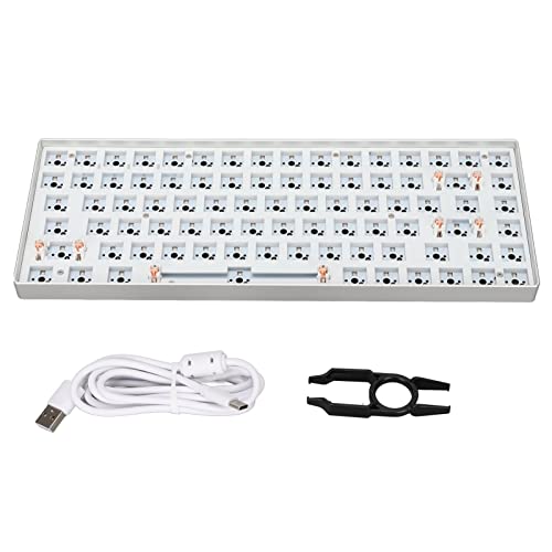 84Keys RGB DIY Mechanical Keyboard, 75% TKL Wired Gaming Keyboard DIY Kit with RGB Backlight, Hot Swappable 3pin 5pin Switch Shaft, USB Type C Wired Connection(Silver White)