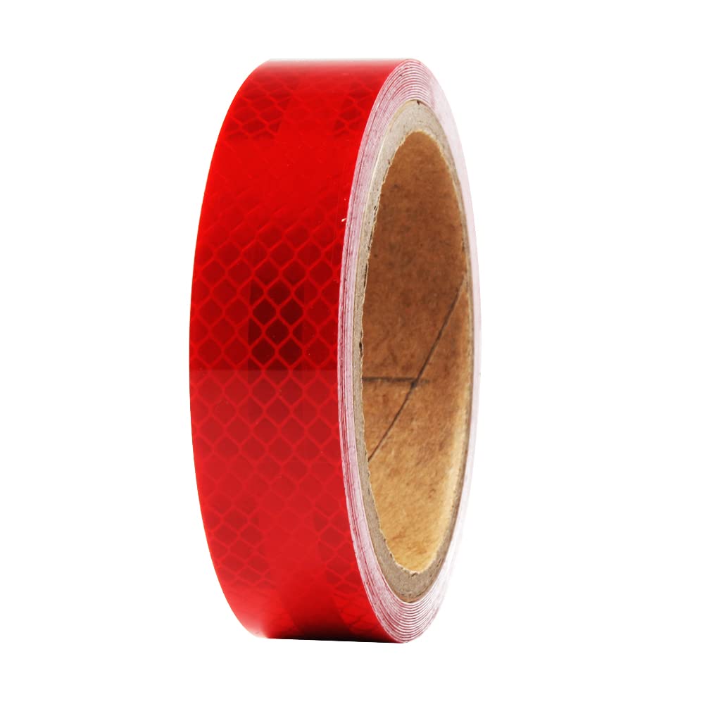 Reflective Tape 1 inch Wide 15 FT Long High Intensity Red Trailer Reflector Safety Conspicuity Tape for Vehicles Trucks Bikes Cargos Helmets