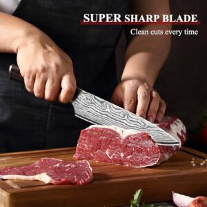 Sunnecko Chef Knife 8 inch,High Carbon Stainless Steel Kitchen Knife,Ultra Sharp Gyutou Cutting Knife with Sheath and Gift Box for Family & Restaurant