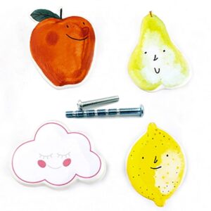 youyouulu 4pcs cute-kids-drawer-pulls, kawaii-fruits-ceramic-knobs, colorful-children's-cabinet-knobs nursery-cupboard-closet-handles