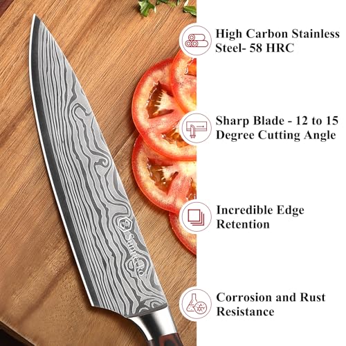 Sunnecko Chef Knife 8 inch,High Carbon Stainless Steel Kitchen Knife,Ultra Sharp Gyutou Cutting Knife with Sheath and Gift Box for Family & Restaurant