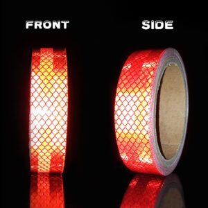 Reflective Tape 1 inch Wide 15 FT Long High Intensity Red Trailer Reflector Safety Conspicuity Tape for Vehicles Trucks Bikes Cargos Helmets