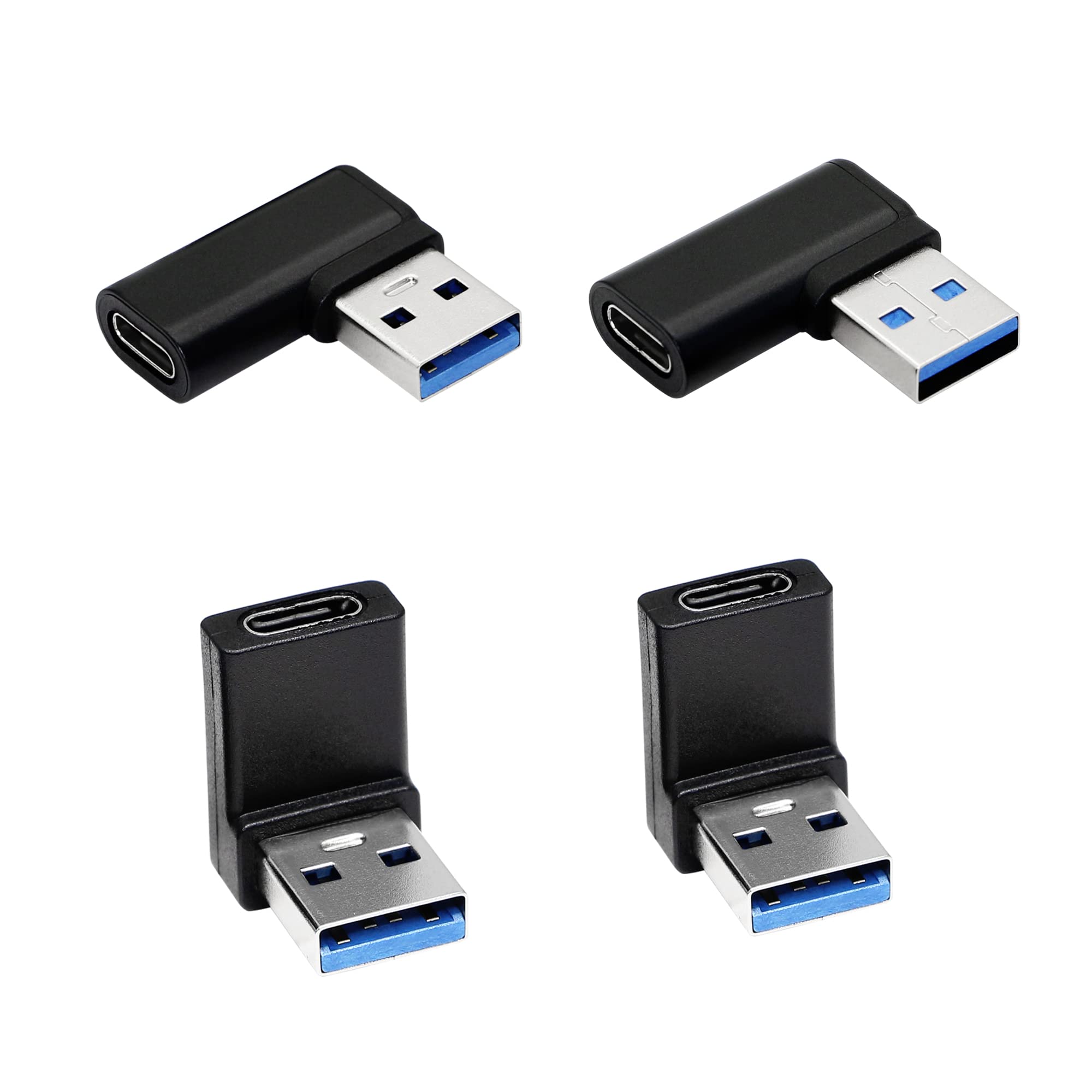 CERRXIAN Right & Left & Up & Down Angle USB A 3.0 Male to USB Type C 3.1 Female Connector