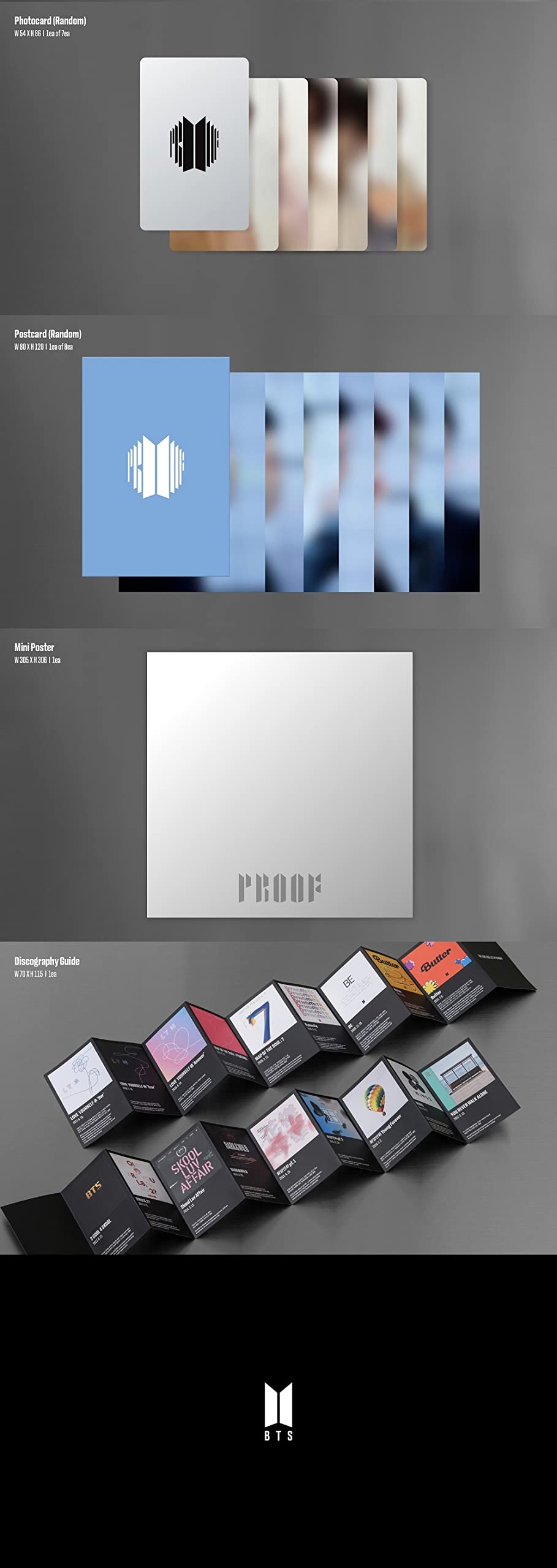 Dreamus BTS - Proof Standard+Compact Edition SET [BTS Anthology Album] 6CD+1Folded Poster, 188 x 250 x 59 mm (BHE0116)