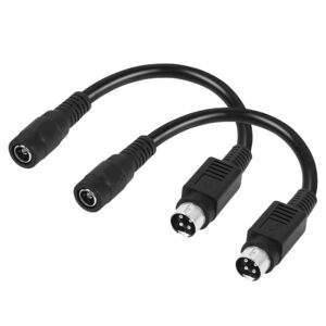 pngknyocn 15cm 4 pin din to 5.5 x 2.1mm dc power short cable for cctv camera system chargers adapter (2-pack)