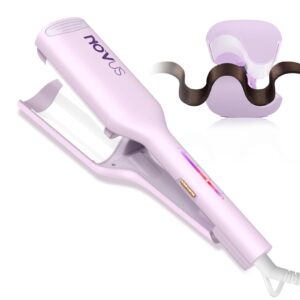 novus 1.25 inch curling iron, rovy wave curling iron with anti-scald hair crimper, fast heating ceramic hair waver for women, 4 temp settings, 30 minutes auto shut off, dual voltage for global travel