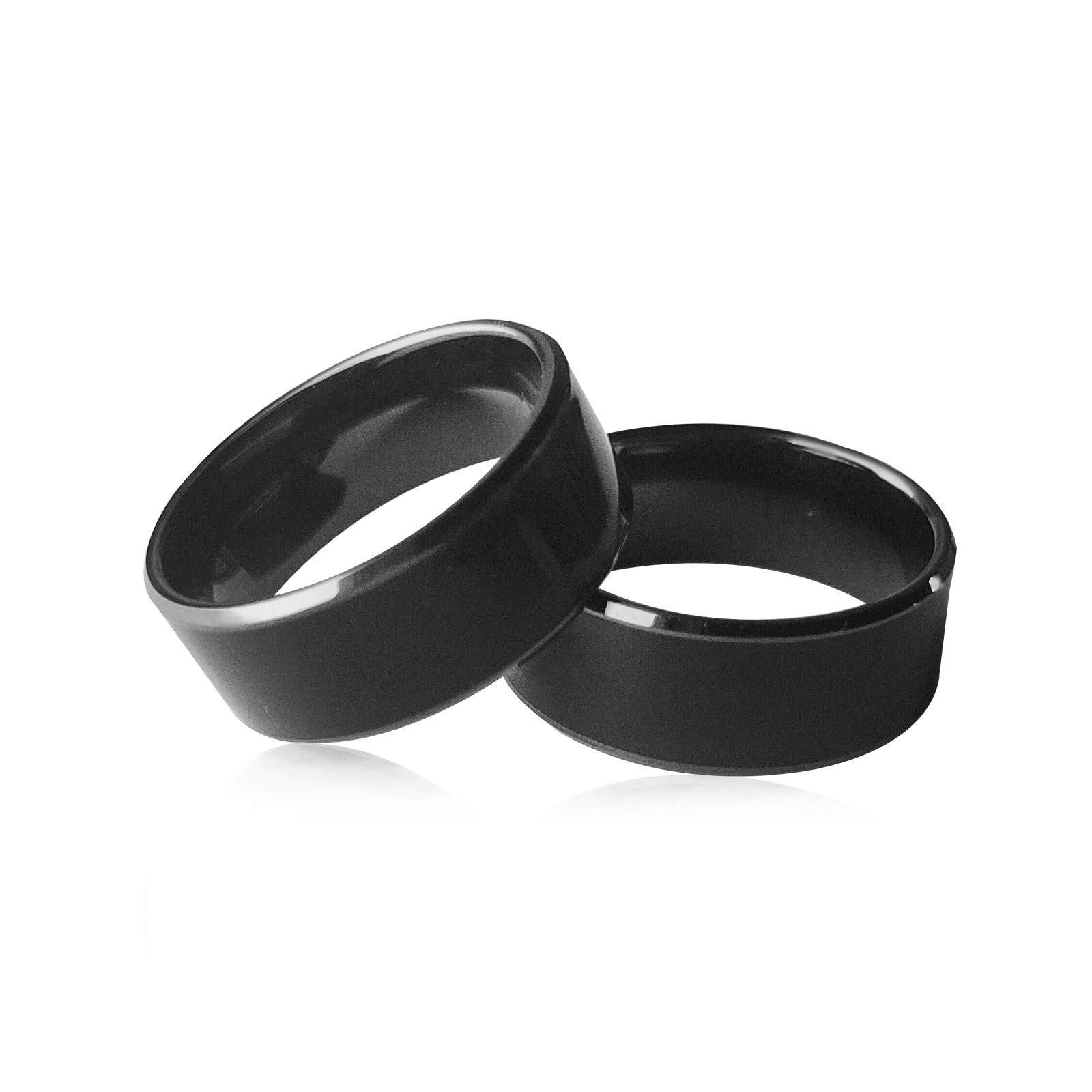 Riversmerge RFID Rewritable Dual Frequency in One ID T5577&IC CUID Black Ceramics Smart Finger Ring Wear for Men or Women (Black-20mm)